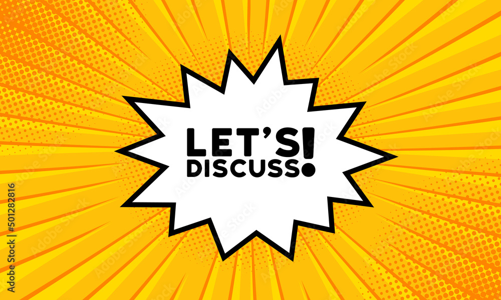 Vecteur Stock Speech bubble with lets discuss text. Boom retro comic ...