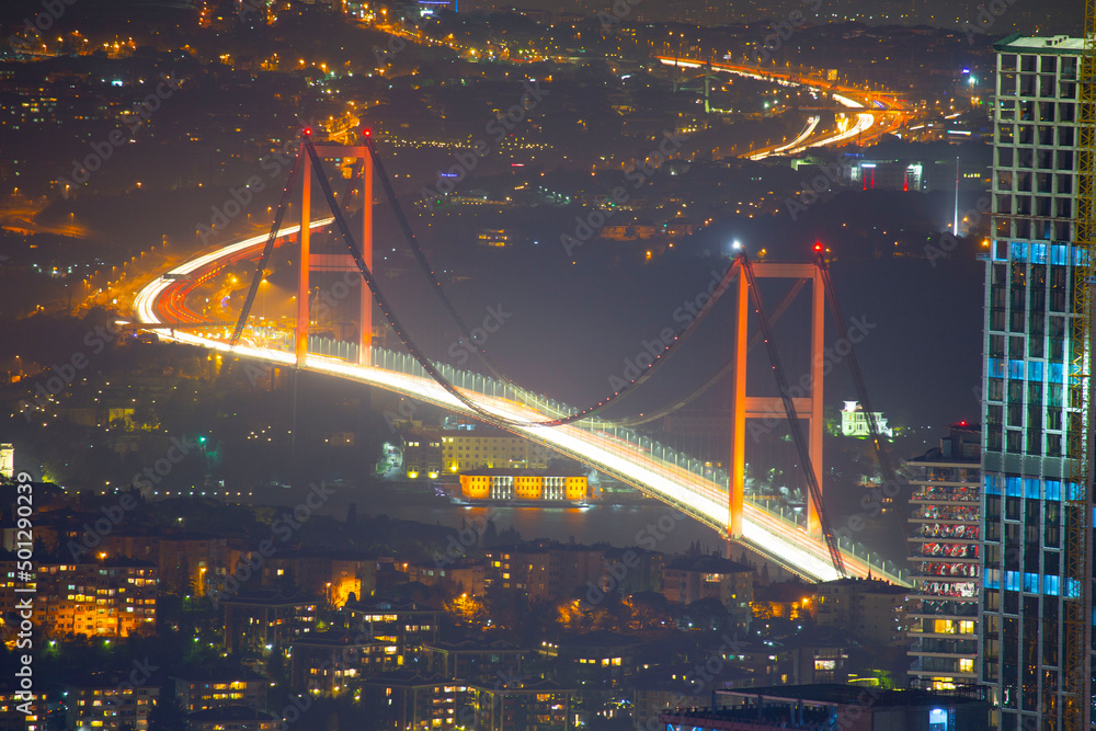 Istanbul Bosphorus panoramic photo. Istanbul landscape beautiful sunset ...