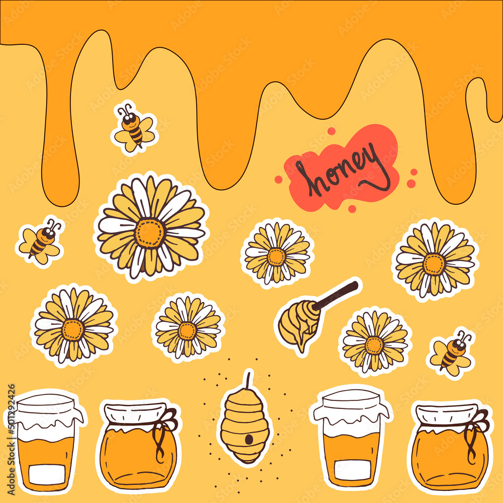 honey icon. hand drawn vector. cute doodle honey art for kids, logo ...