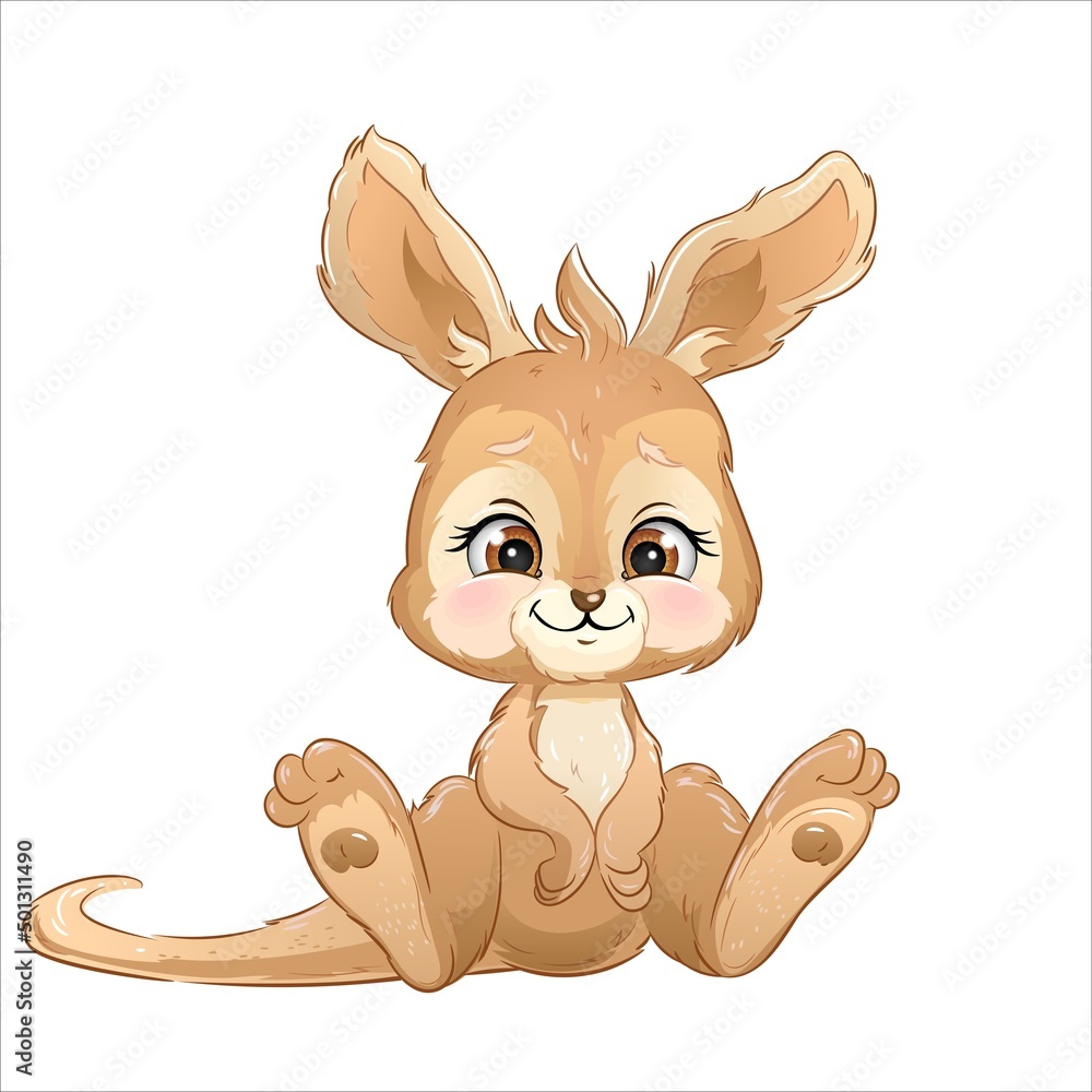 Cartoon baby kangaroo, vector illustration. Cute australian animal ...