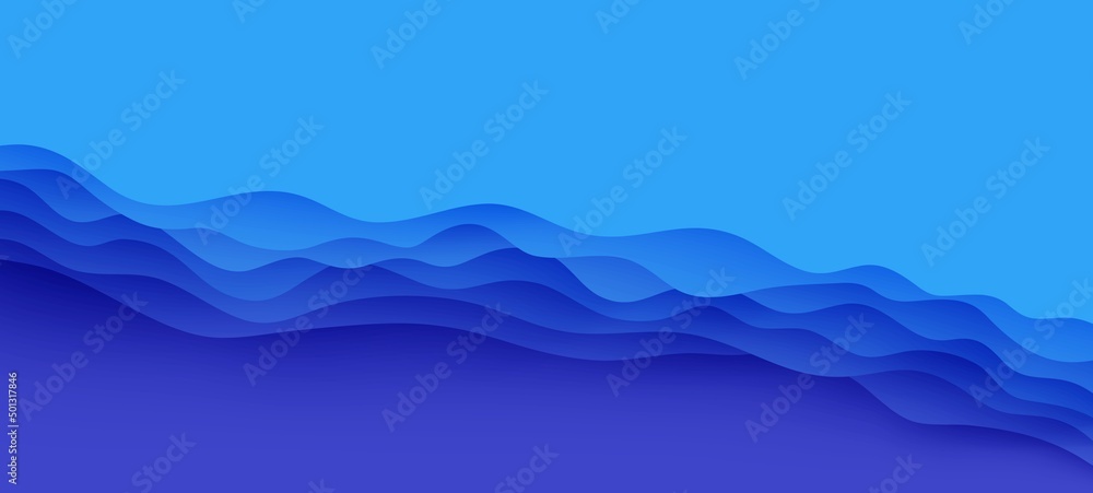 Wavy border in paper cut style. 3d abstract background with cut out ...