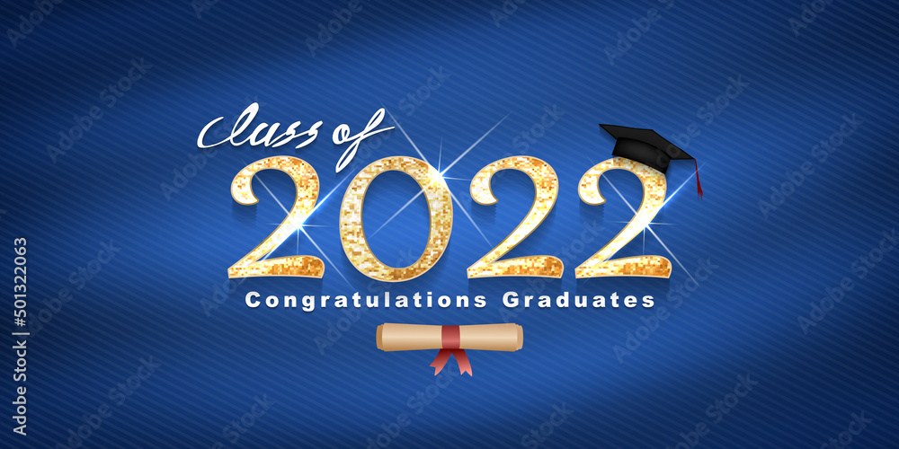 Class of 2022 Vector text for graduation gold design, congratulation ...