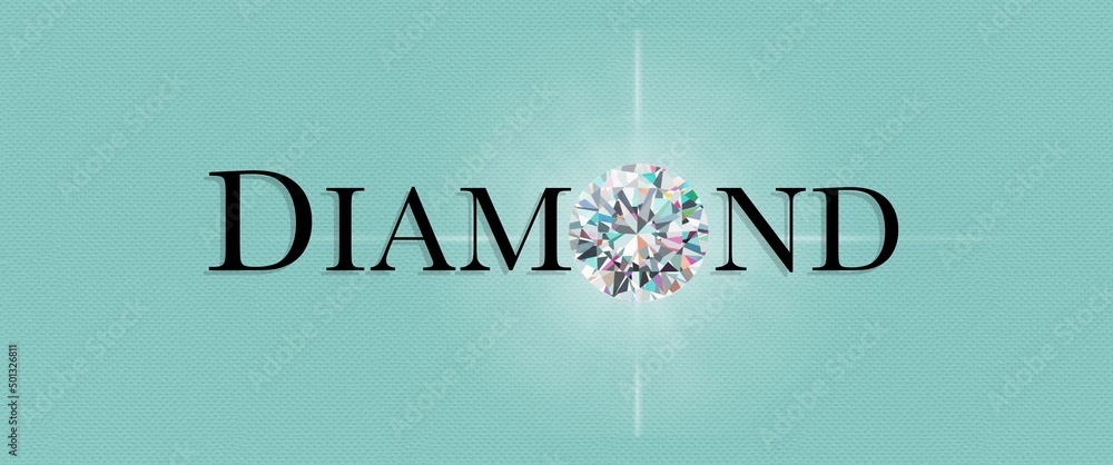 Diamond Word Text Illustration with Diamond and Lens Flare on Tiffany ...