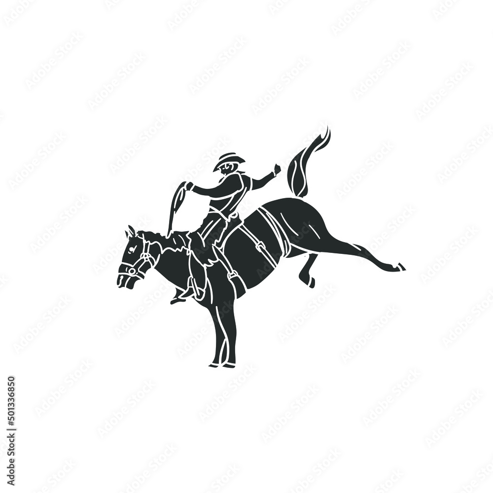 Rodeo Icon Silhouette Illustration. Western Vector Graphic Pictogram ...