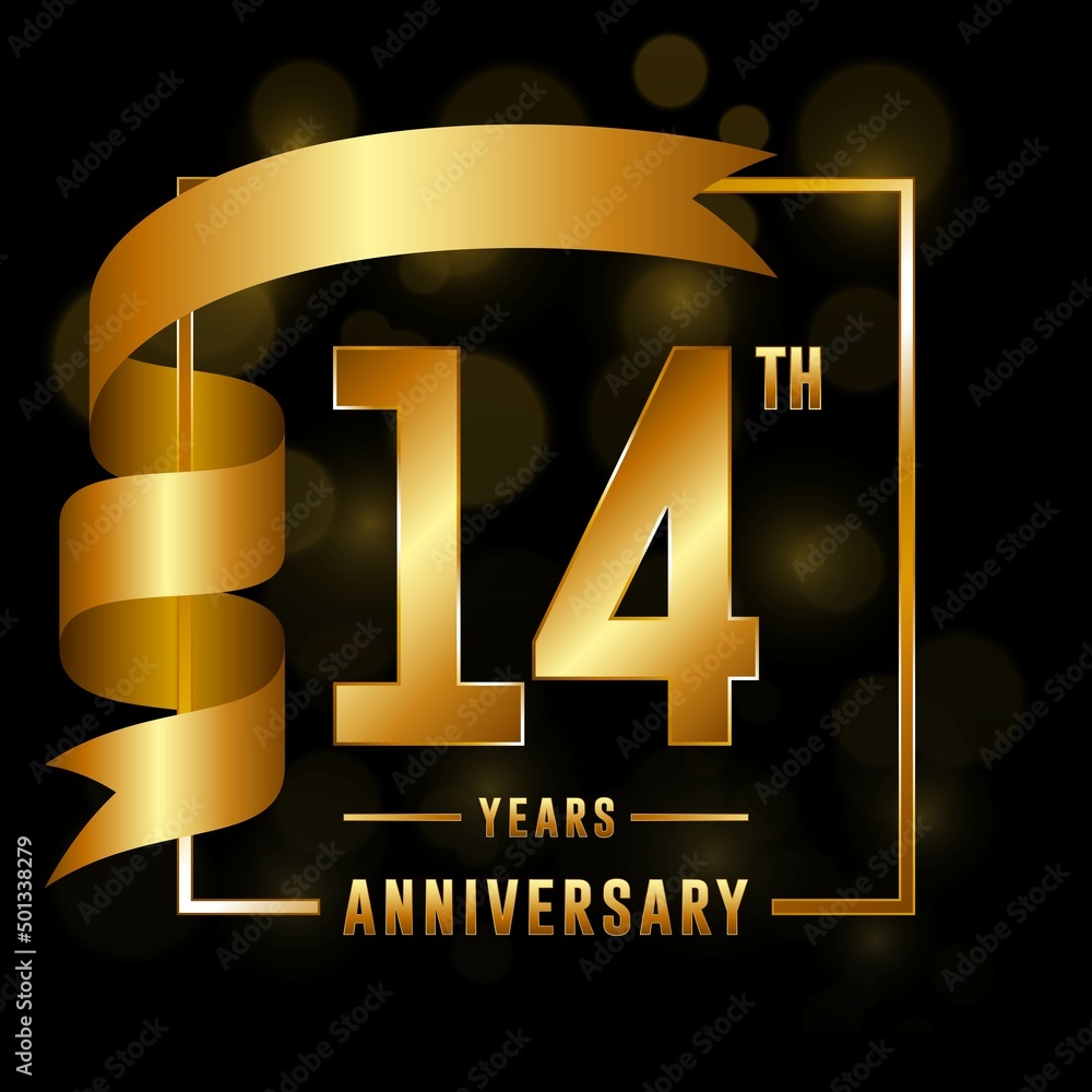 14th Anniversary logotype. Anniversary celebration template design with ...