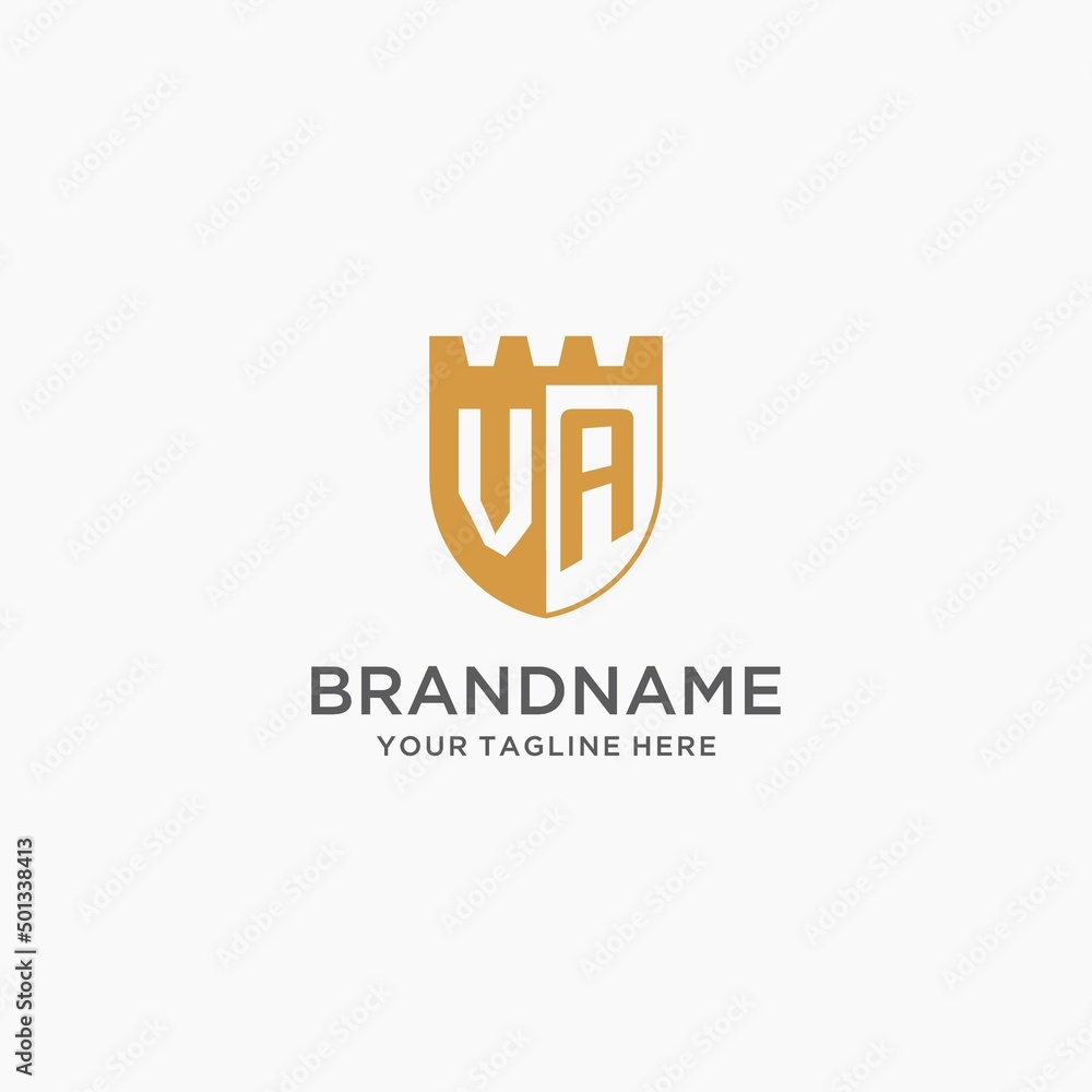 Monogram VA logo with shield and fort, elegant luxury initial logo design Stock Vector | Adobe Stock