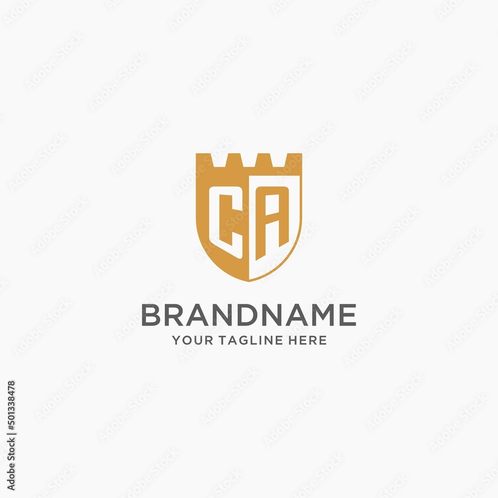 Monogram CA logo with shield and fort, elegant luxury initial logo design Stock Vector | Adobe Stock