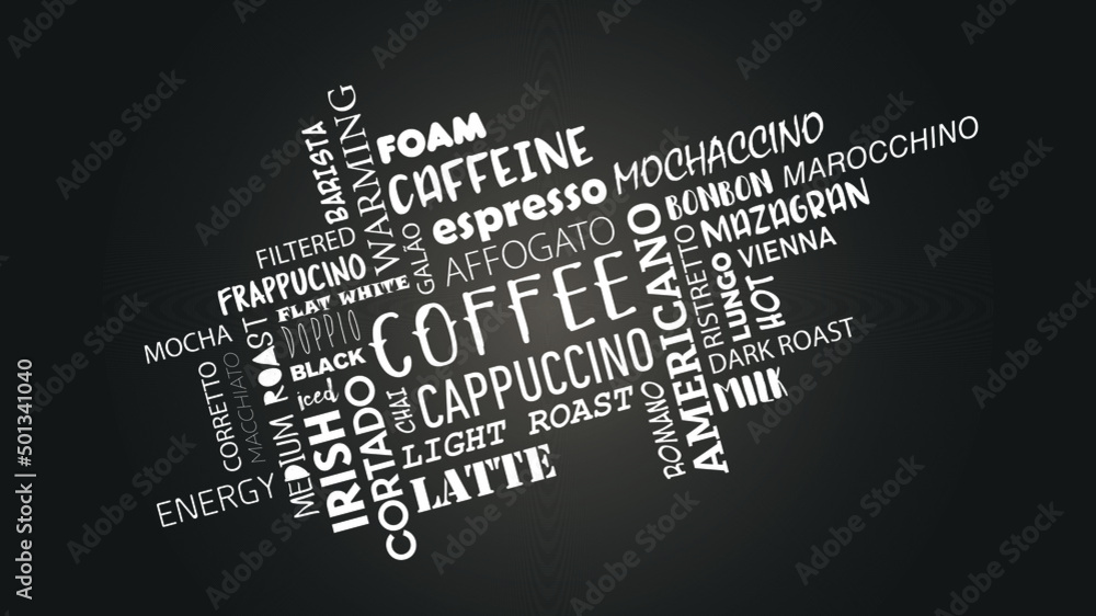 Coffee types word cloud illustration, buzzwords Stock Vector | Adobe Stock