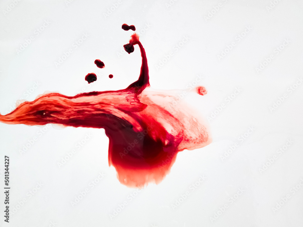 Drops of red blood isolated on white background. Stock Photo | Adobe Stock