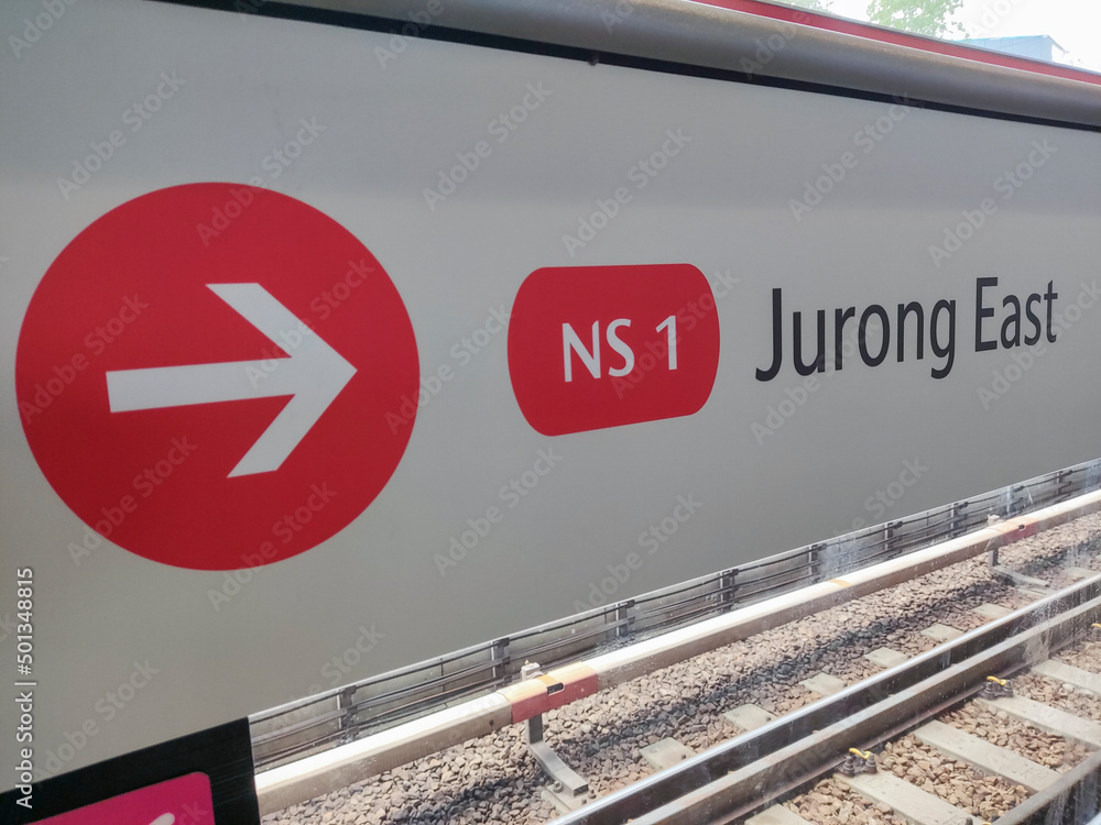 Red arrow shows the direction toward Jurong East statioin at MRT ...