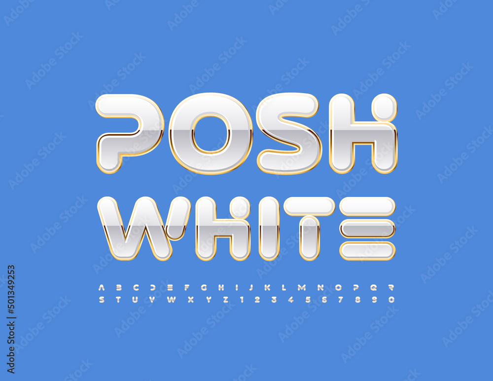 Vector Posh White and Gold Font. Shiny Unique Alphabet. Abstract style ...