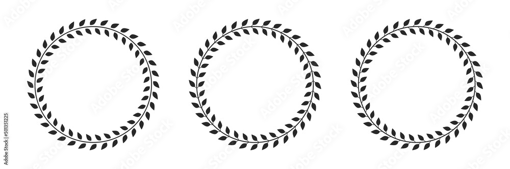 Laurel circle frames set. Vintage ornaments silhouettes isolated on ...