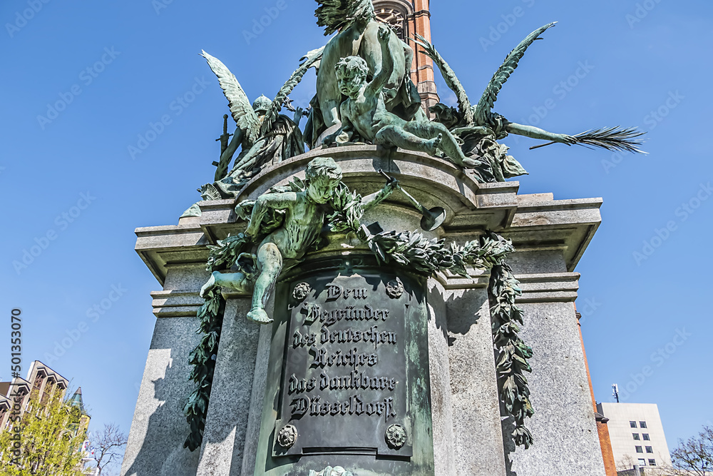 Kaiser Wilhelm I Monument (1896) in Dusseldorf. Equestrian statue of ...