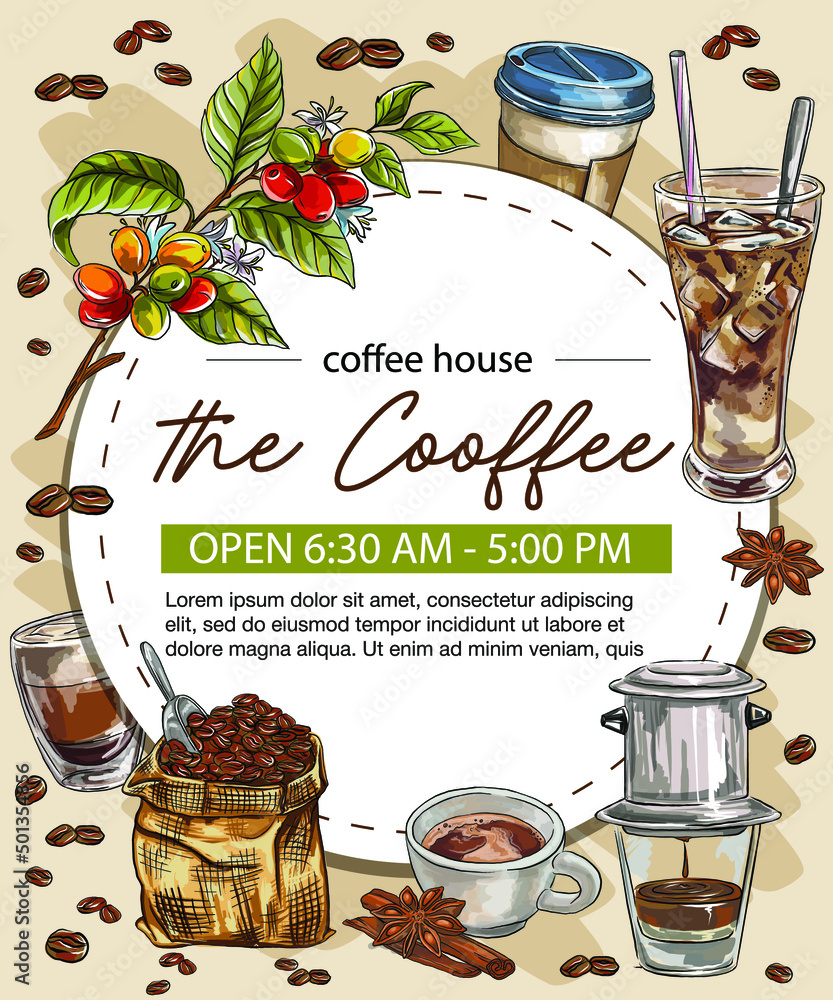 coffee background with freehand drawings that can be used for menu ...