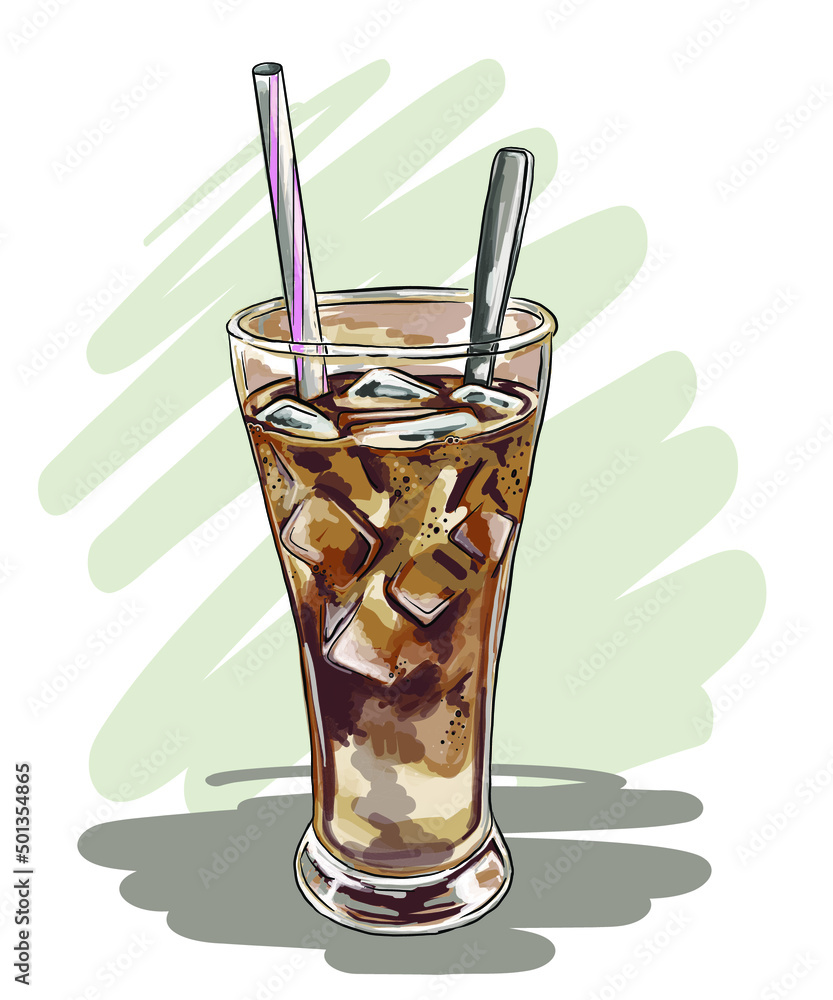 iced coffee illustration that can be used for menu books and cafe ...