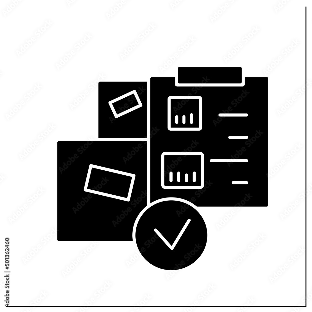 Packing list glyph icon. International trade document. Information ...