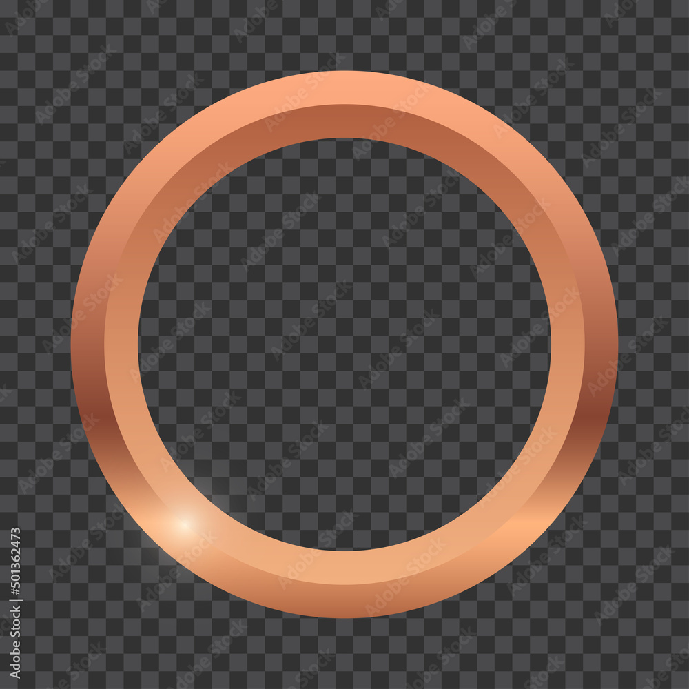 Bronze round frame isolated on transparent background. Metal shiny ...