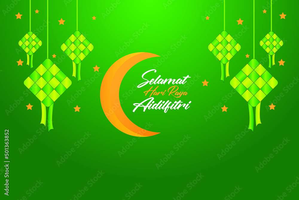 Selamat Hari Raya Aidilfitri greeting card banner. Vector Stock Vector ...