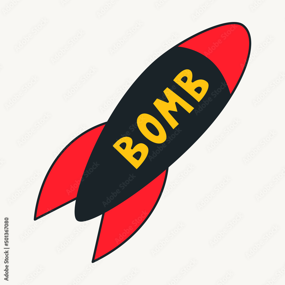 Cartoon vector funny cute Comic characters, rocket bomb. Stock Vector ...