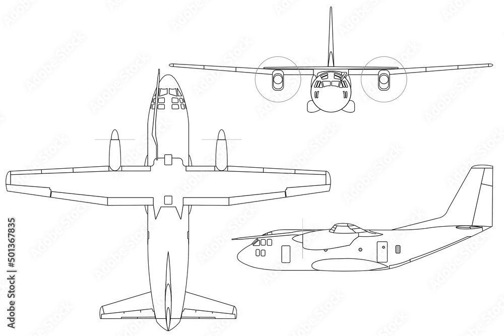 Avión de transporte bimotor C-27J Spartan Stock Illustration | Adobe Stock