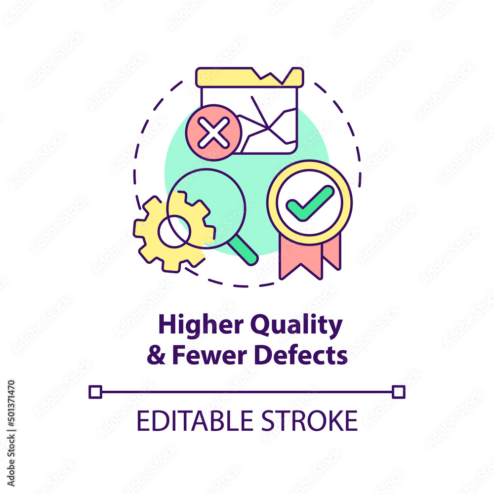 Higher quality and fewer defects concept icon. Advantage of one-piece ...