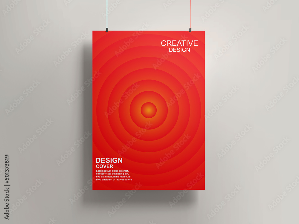 3D circular poster design background, red color cover poster, banner ...