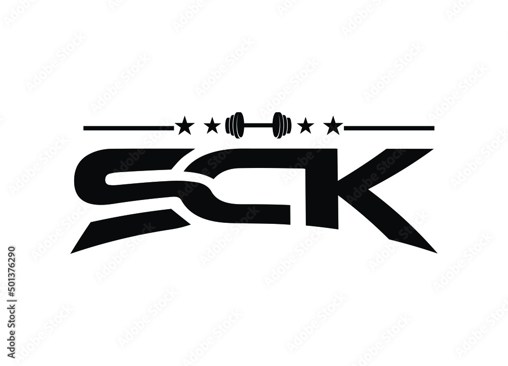 SCK company initial logo vector design with dumbell Stock Vector ...