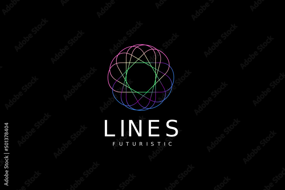 connected round tech line logo for startup Stock Vector | Adobe Stock