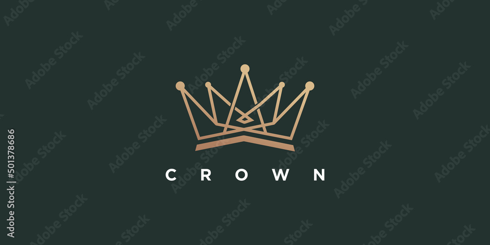 Crown logo design with modern line art style Premium Vector Stock ...