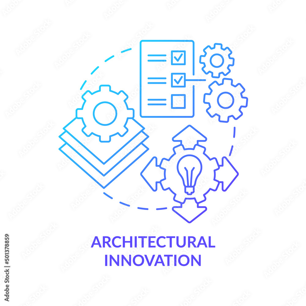 Architectural innovation blue gradient concept icon. Type of innovation ...