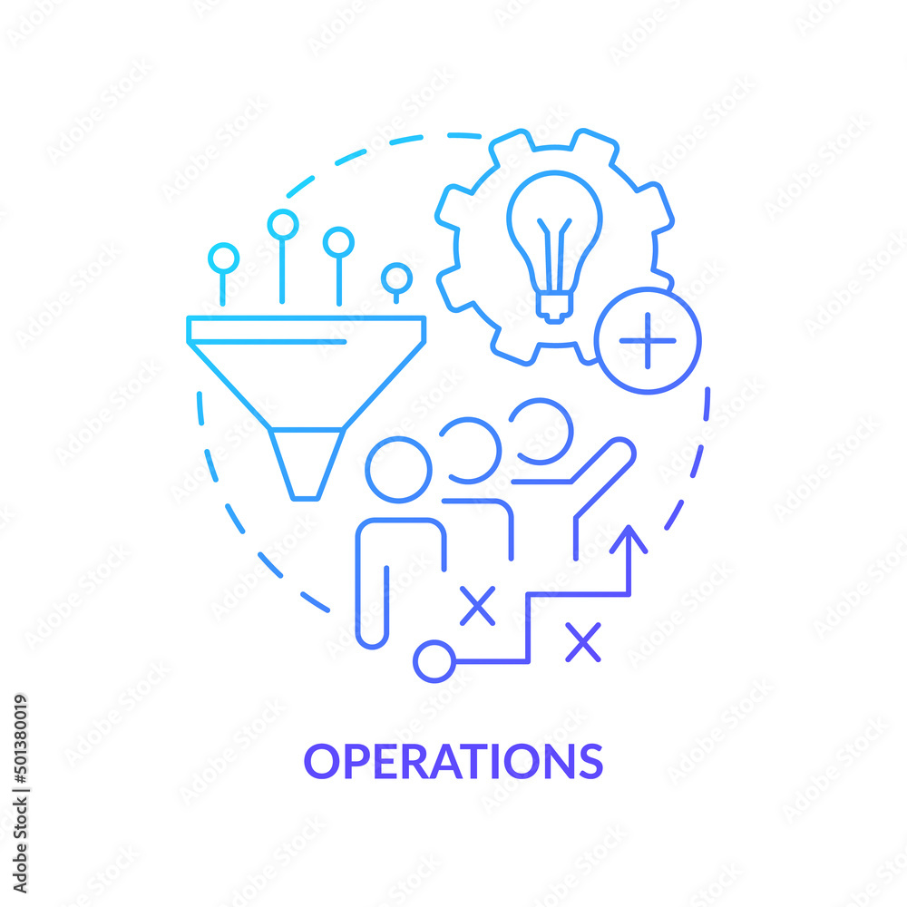 Vetor de Operations blue gradient concept icon. Innovation management key element abstract idea ...