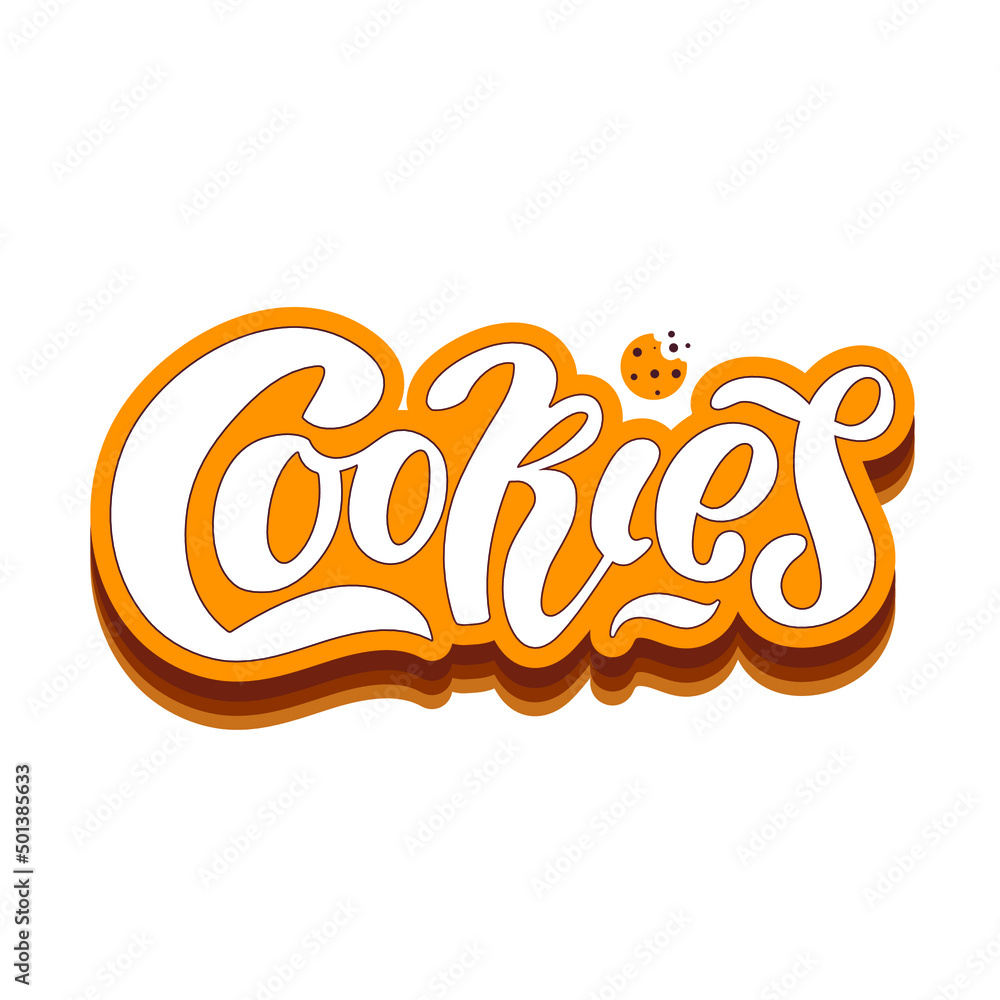 Cookies hand lettering. White letters and light brown cookie with ...