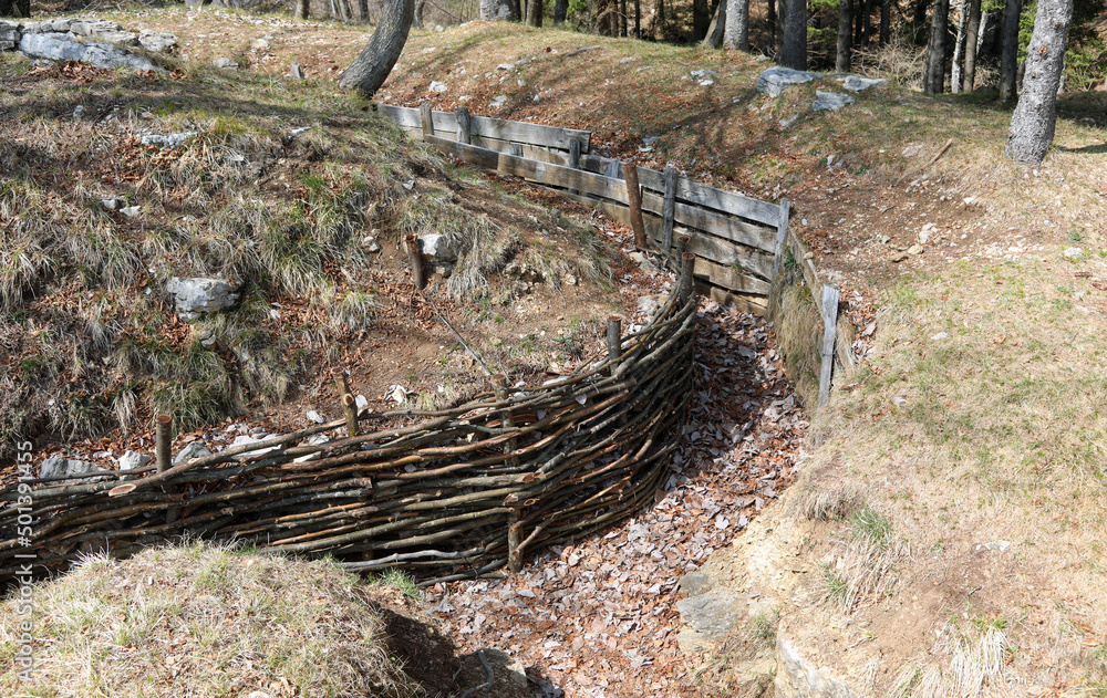 ancient trench warfare of first world war without people Stock Photo ...