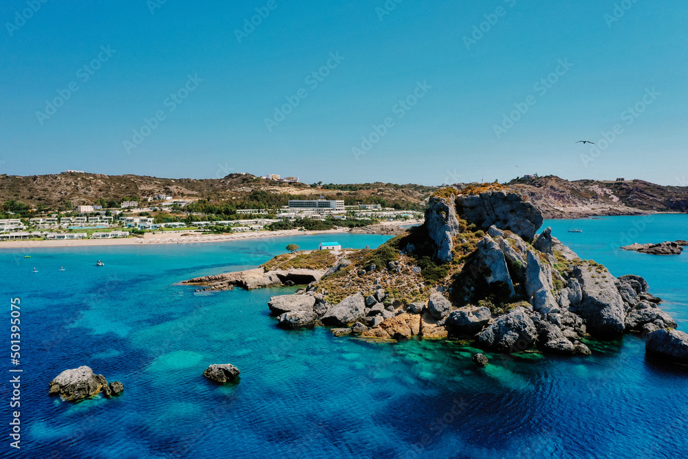 Natural view of the Kos Island and Kefalos Beach in Greece under a ...