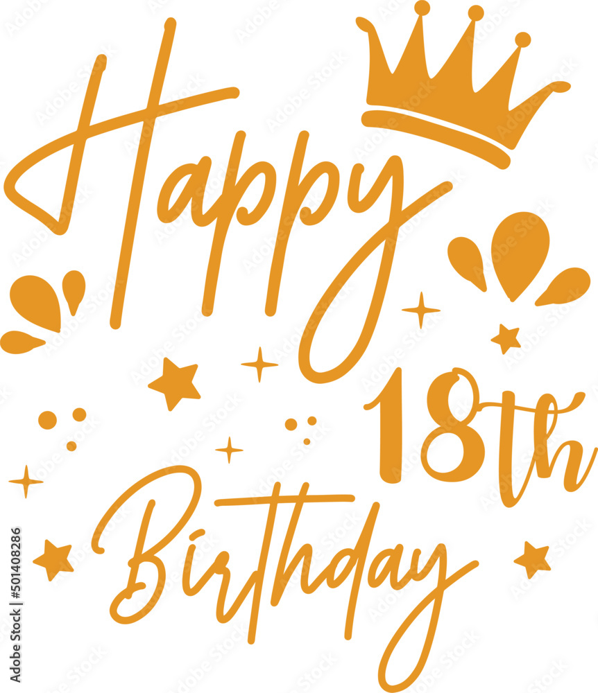 Happy 18th Birthday SVG craft Design. Stock Vector | Adobe Stock