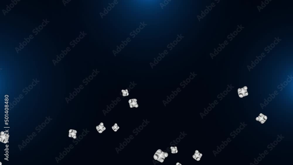 3D 4K tooth costructed with glowing points. Dental science animation ...