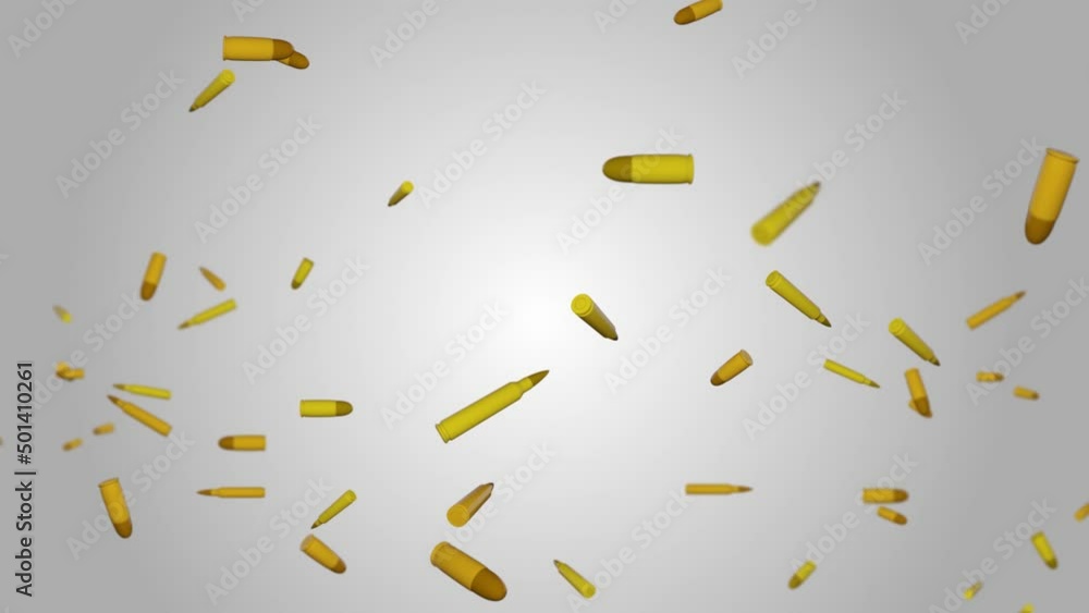 Vidéo Stock 4K 3DFalling bullets on a black background with depth of ...