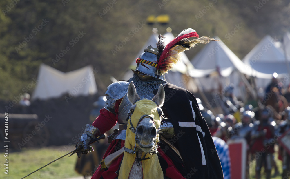 Medieval knight on horseback Stock Photo | Adobe Stock