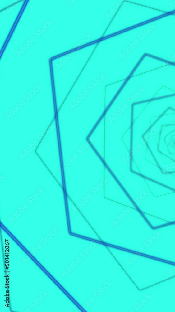 Abstract digital neon pentagon shapes tunnel background. Vertical 4K ...
