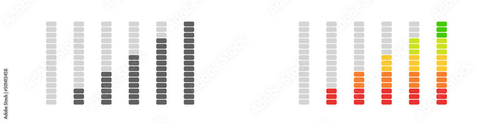 Level indicator. Progress with color coding. Vector illustration. eps10 ...