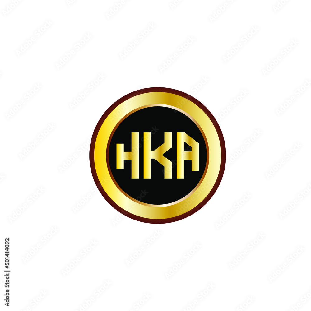 HKA letter circle logo design. HKA letter logo design with black ...