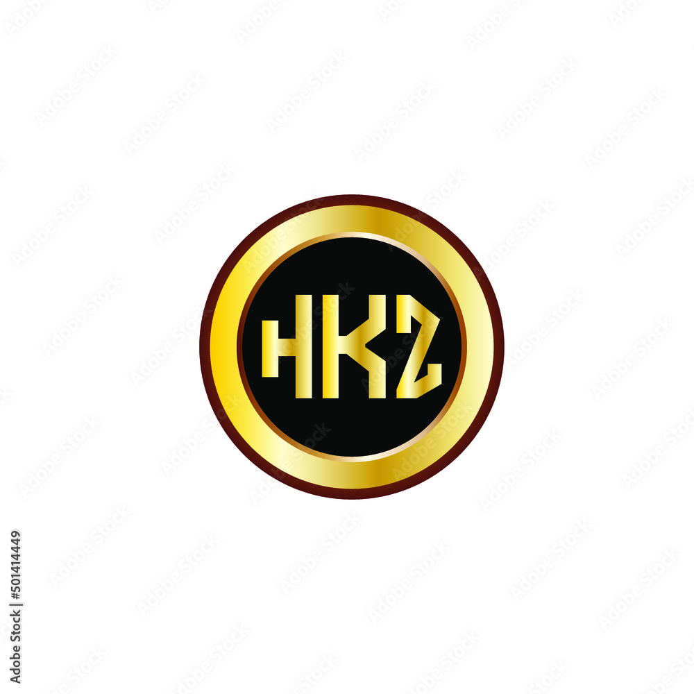 HKZ letter circle logo design. HKZ letter logo design with black ...