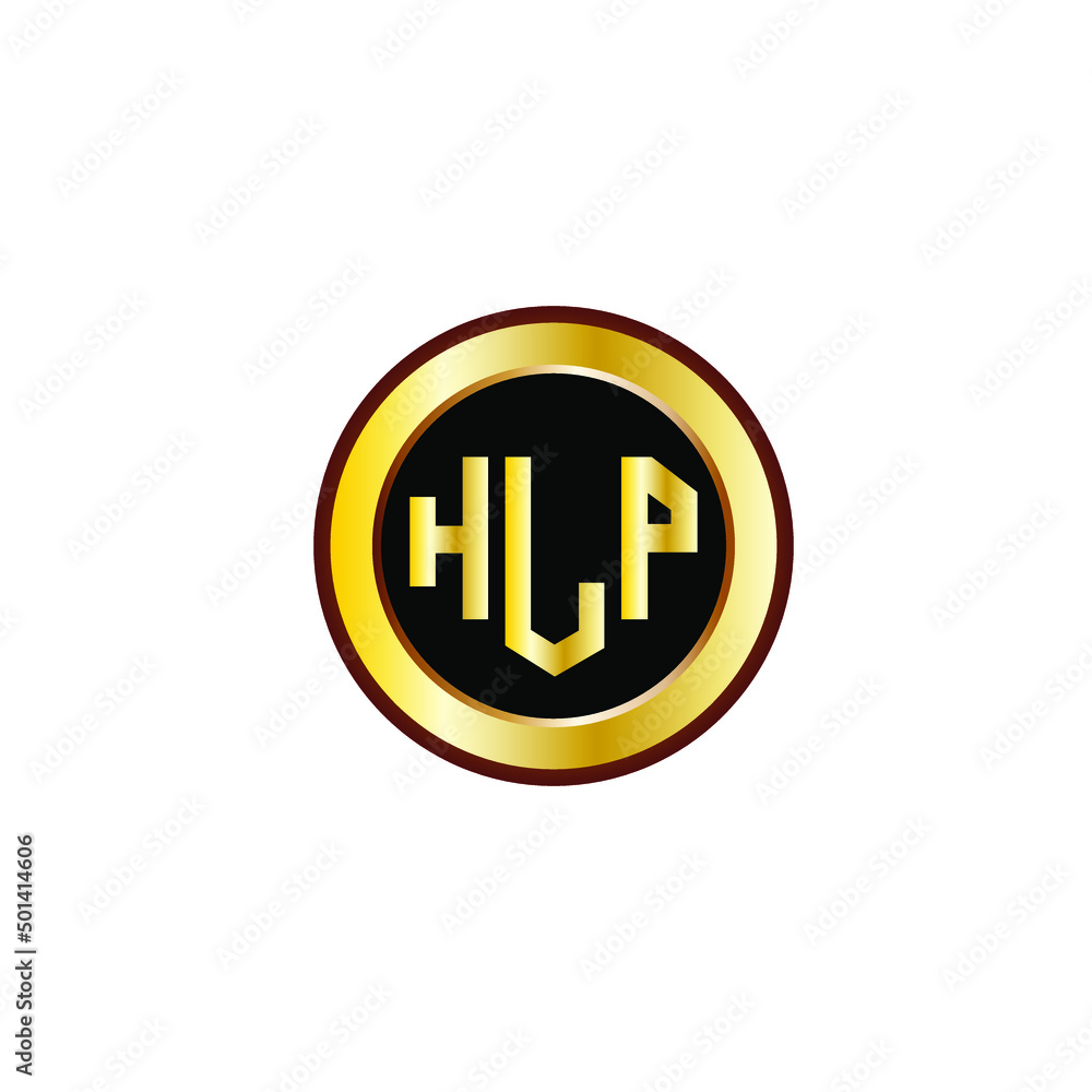 HLP letter circle logo design. HLP letter logo design with black ...