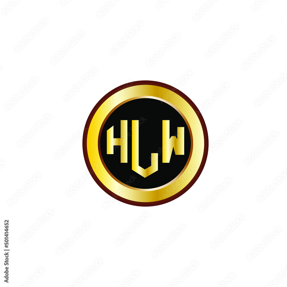 HLW letter circle logo design. HLW letter logo design with black background. HLW creative letter ...