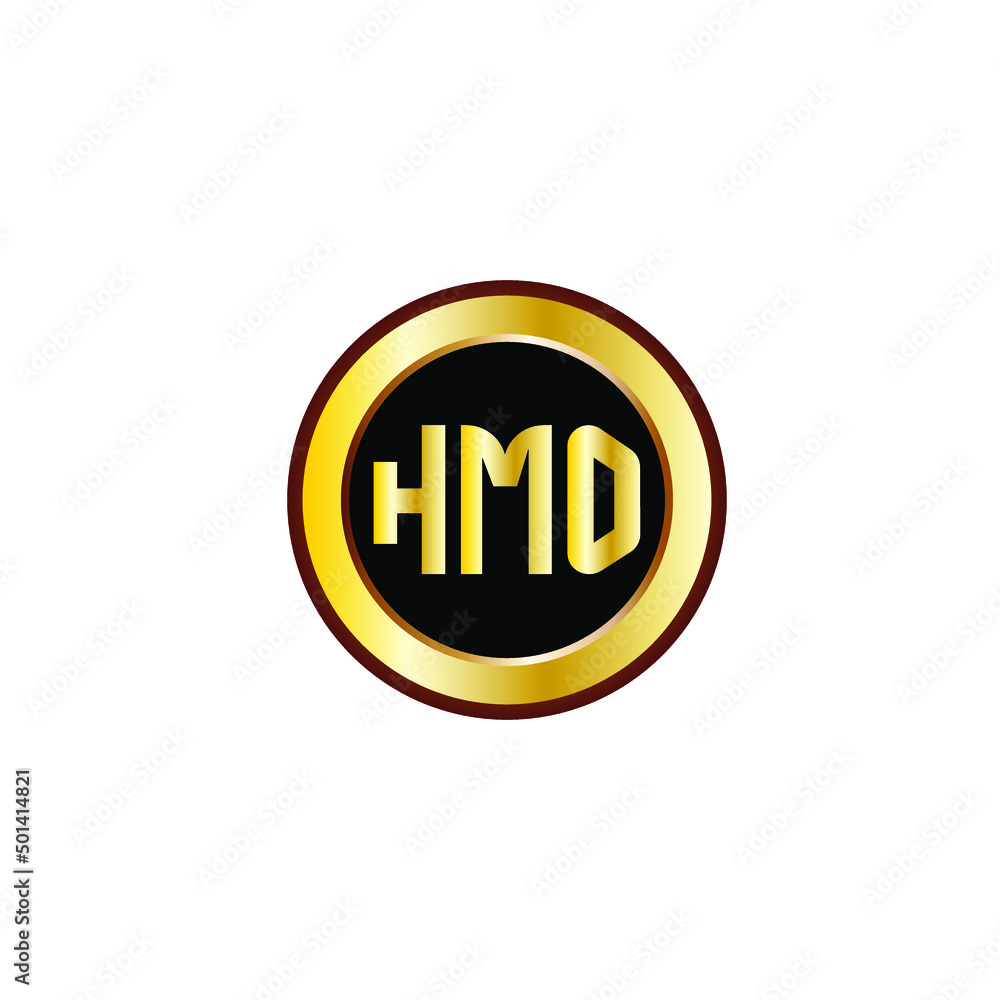 HMO letter circle logo design. HMO letter logo design with black ...