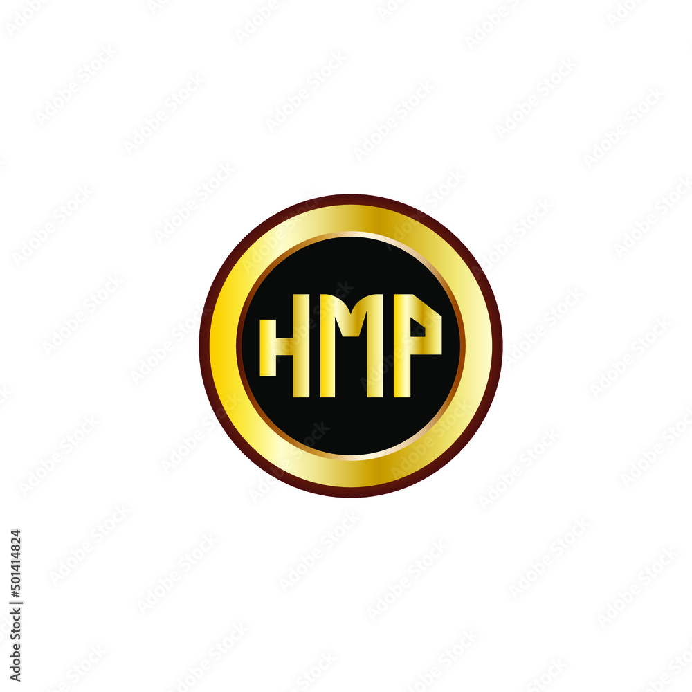 HMP letter circle logo design. HMP letter logo design with black ...