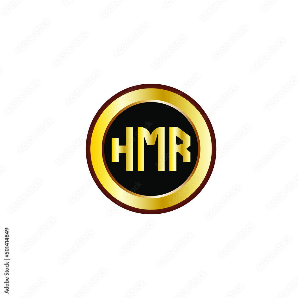 HMR letter circle logo design. HMR letter logo design with black ...