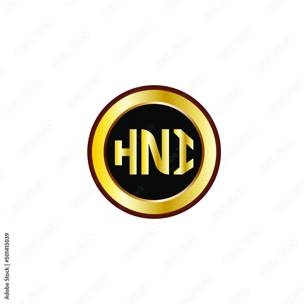 HNI letter circle logo design. HNI letter logo design with black ...