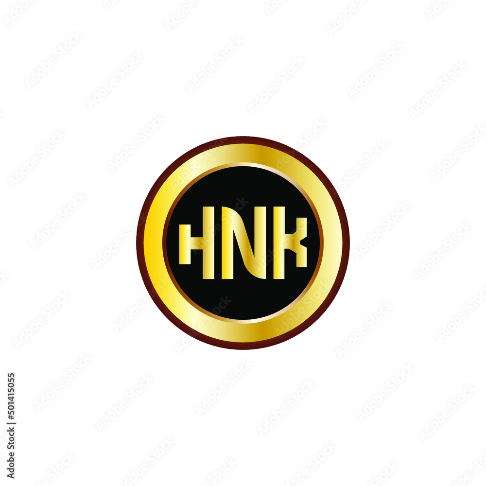 HNK letter circle logo design. HNK letter logo design with black ...
