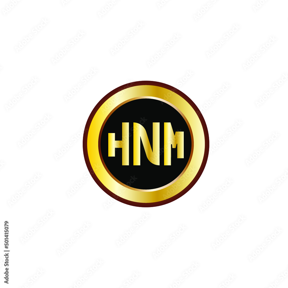 HNM letter circle logo design. HNM letter logo design with black ...